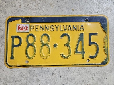 Vintage 1970 Pa License Plate With 1970s Inspection Sticker, Original ...