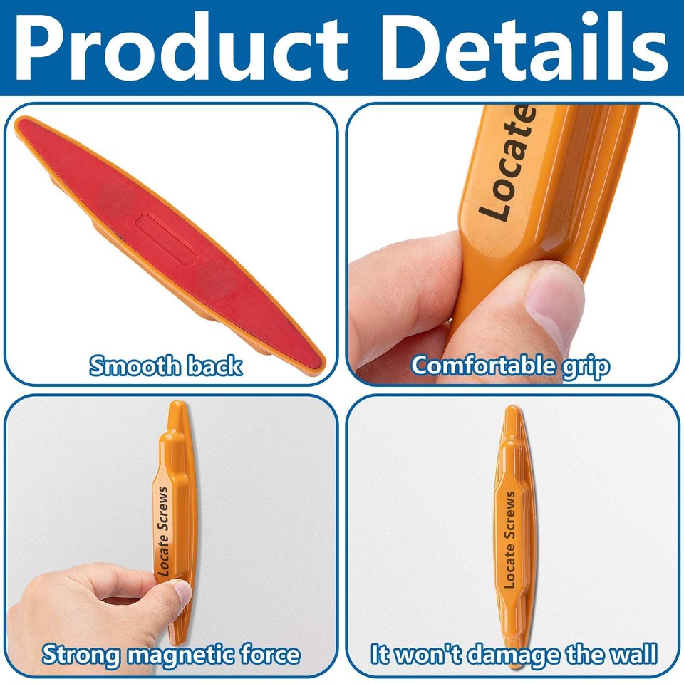 4 Pcs Stud Finder Magnet, Powerful Magnetic Stud Detector, Compact Wall ...