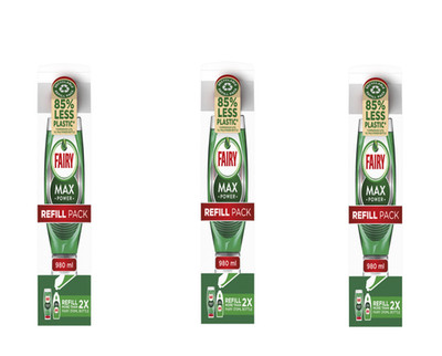 Fairy Max Power Washing Up Liquid Original Refills Cardboard Packaging ...