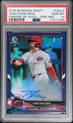 2018 JONATHAN INDIA BOWMAN CHROME 1st PURPLE AUTO AUTOGRAPH /250 PSA 10 ...