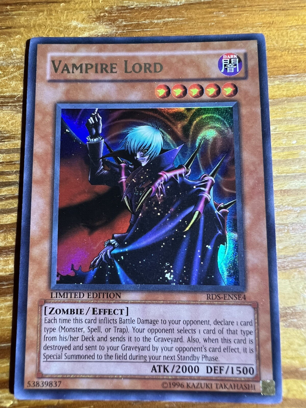 Yu-Gi-Oh Vampire Lord - DCR-000 - Secret Rare - Unlimited Light Play | eBay