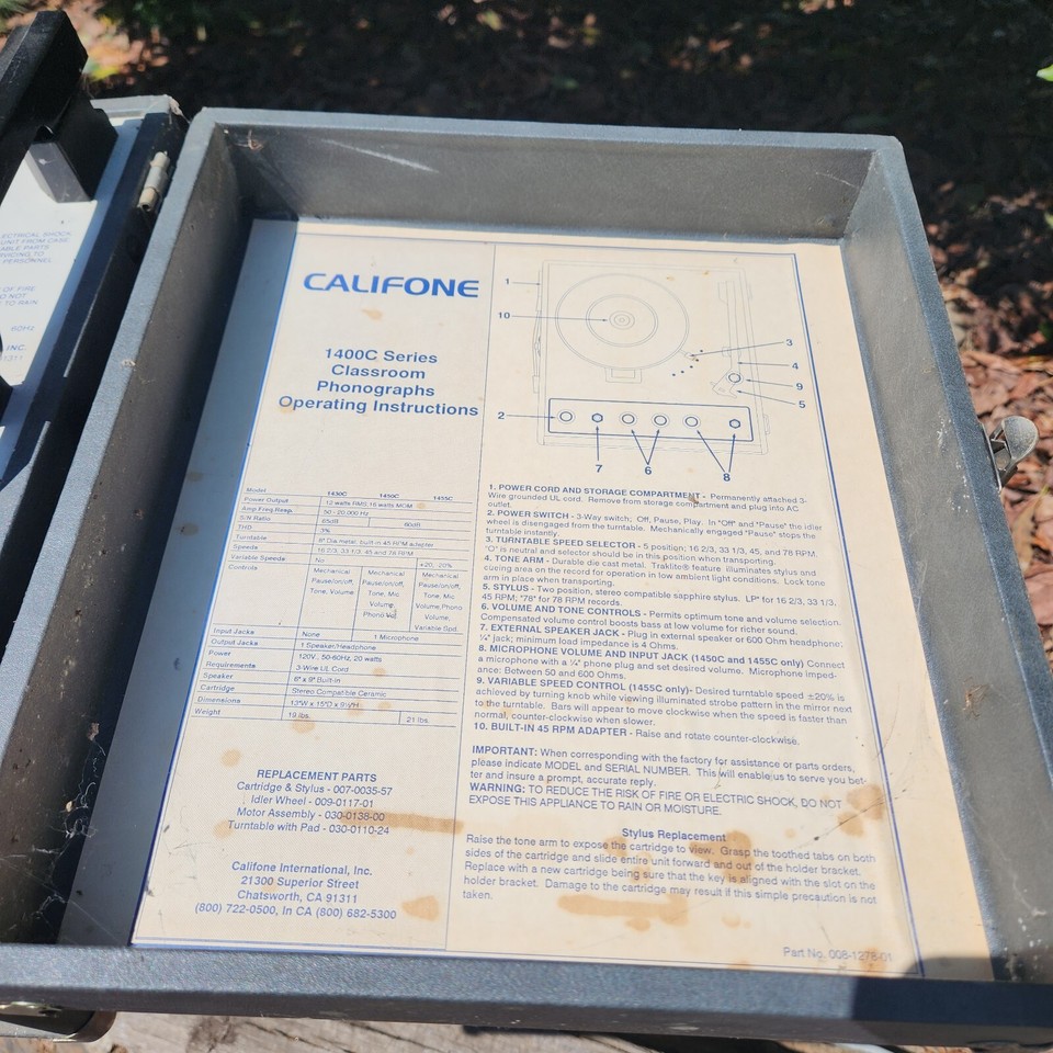 Vintage Califone 1430C Portable Record Payer Phonograph Made In USA | eBay