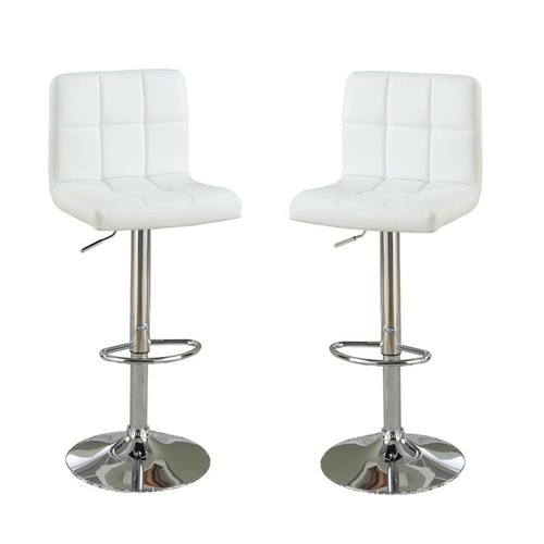 Poundex Armless 44" Faux Leather Gas Lift Barstool Set in White (Set of ...