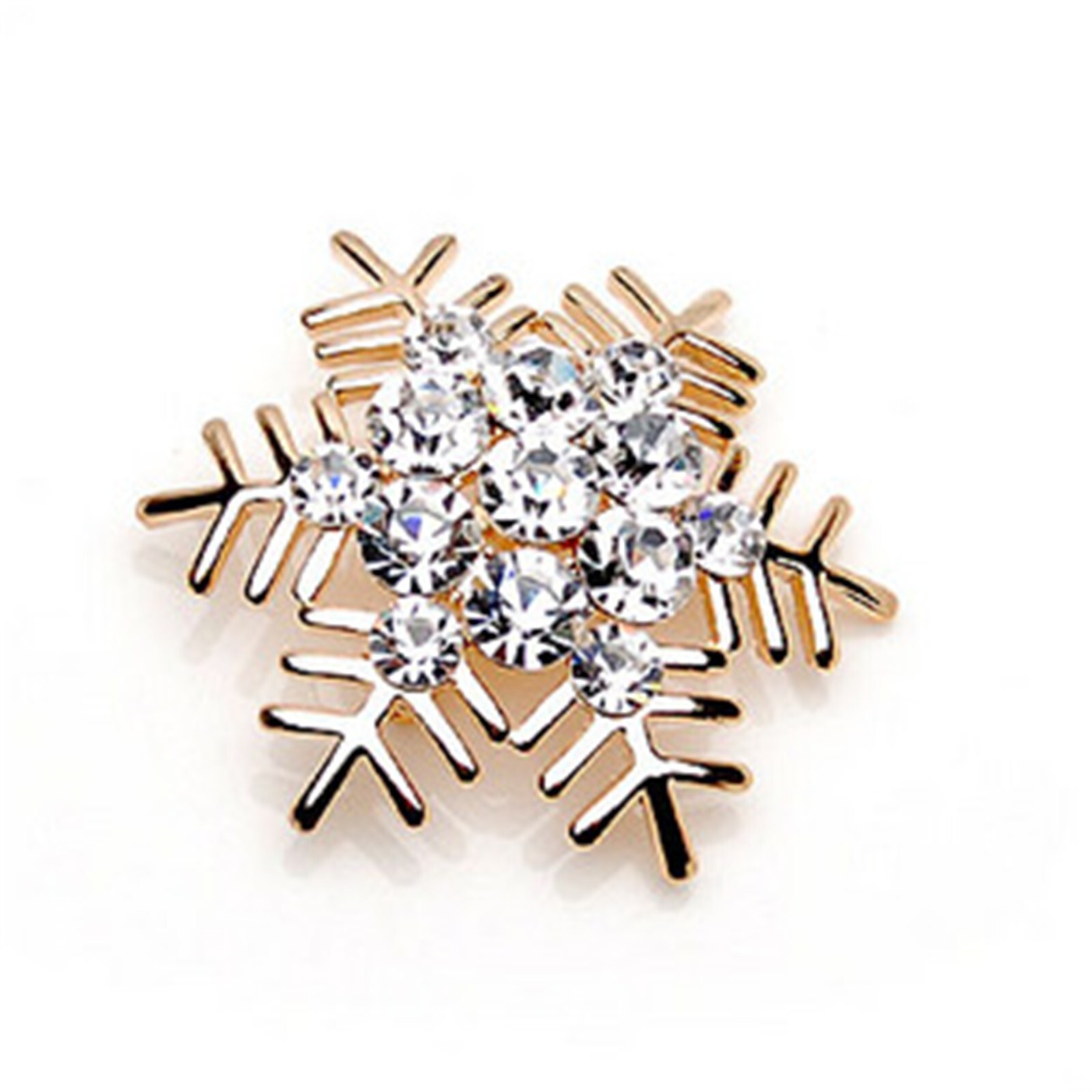 Stunning gold tone crystal frozen snowflake flower brooch hat pin | eBay UK