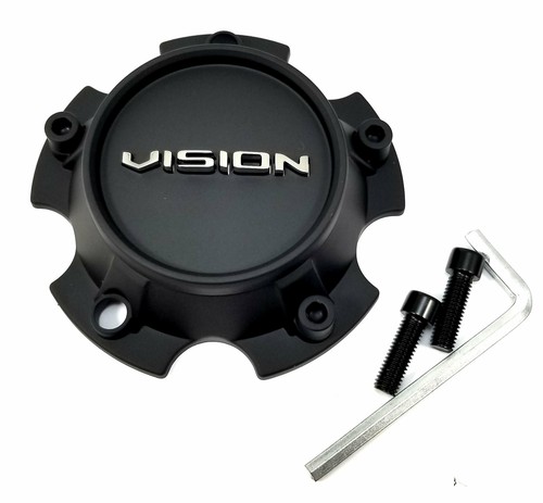 Vision Satin Black Center Cap 5"OD Bolt Open Closed for 5L 388 Shadow ...