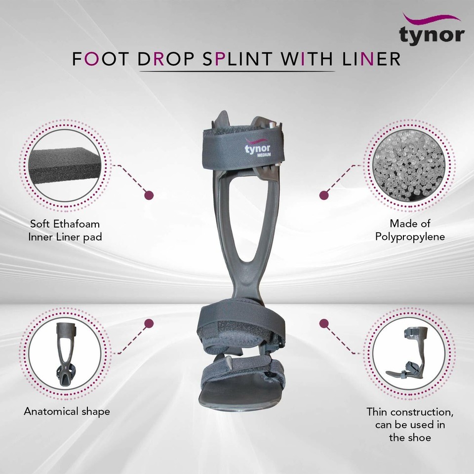 Tynor AFO Foot Drop Brace Splint Ankle Orthosis Leaf Spring Plantar ...