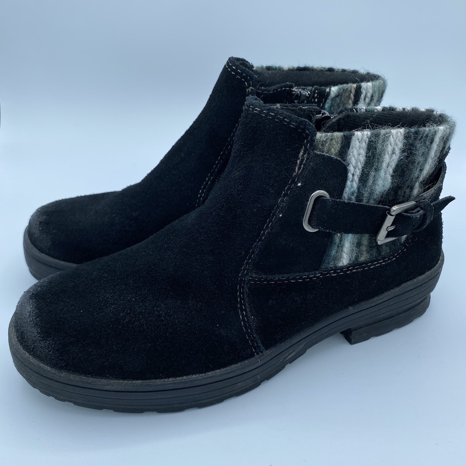 Earth Origins Black Leather Ankle Boots Zip Up 7.5 Wi… - Gem