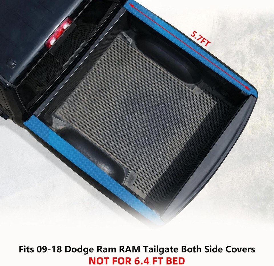 For 2009-2018 Ram 1500 68375098AA 2Pcs 5.7'' Bed Rail Cap Molding Trim ...