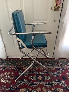 Vintage Folding Metal High Chair Chrome Vinyl Retro Mid Century Local ...