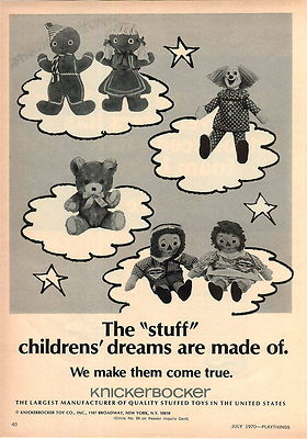 1970 ADVERT Knickerbocker Plush Aminals Toy Toys Gingerbread Man Teddy ...