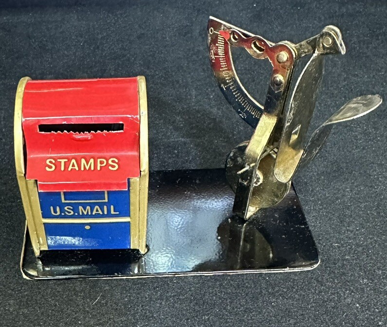 Vintage Tin Mail Box Stamp Holder Letter Scale Post Office Toy | eBay