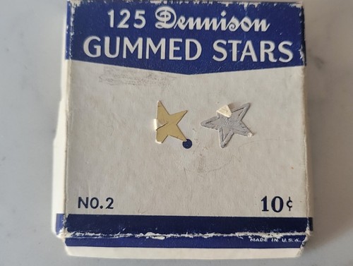 Vintage ~ Dennison Gummed Foil Stars ~ No. 2 Gold Silver Red Star | eBay