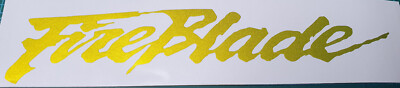 2 X YELLOW METALLIC GLOSS FIREBLADE HONDA STYLE VINYL DECALS 200mm x ...