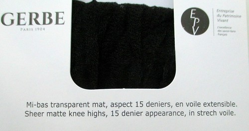LOT de 5 paires MI-BAS GERBE PARIS voile 15 dens NOIR MADE IN FRANCE ...