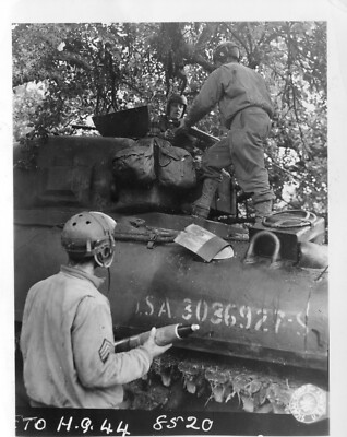 US Signal Corps Reprint Photo M4 Sherman crew load shells July 1944 ...