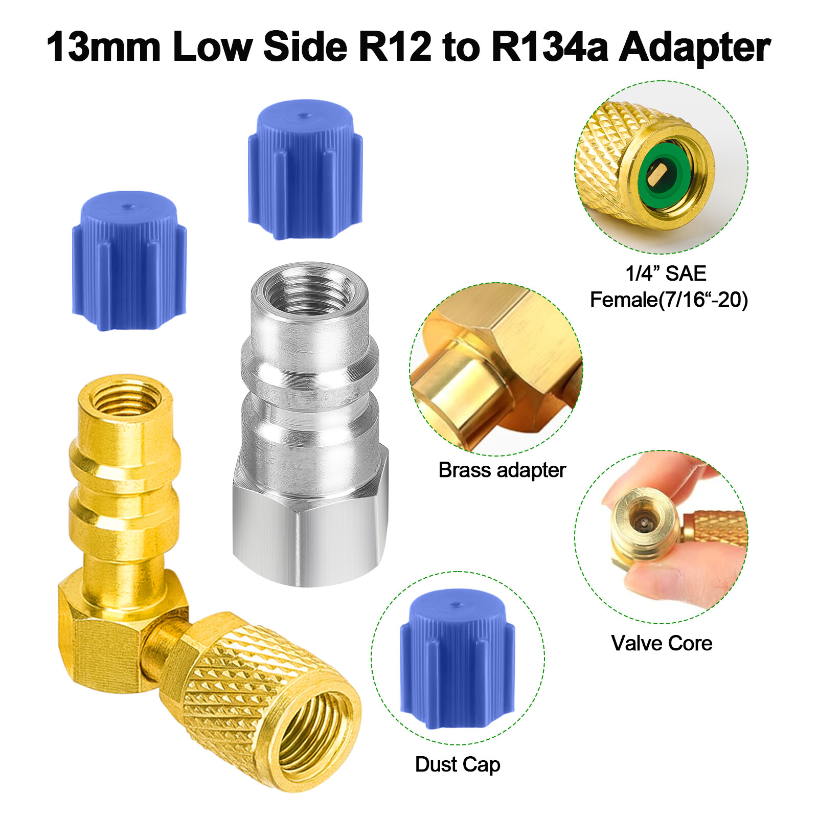 R12 to R134A Conversion Kit Quick Coupler Valve Adapter High/Low ...
