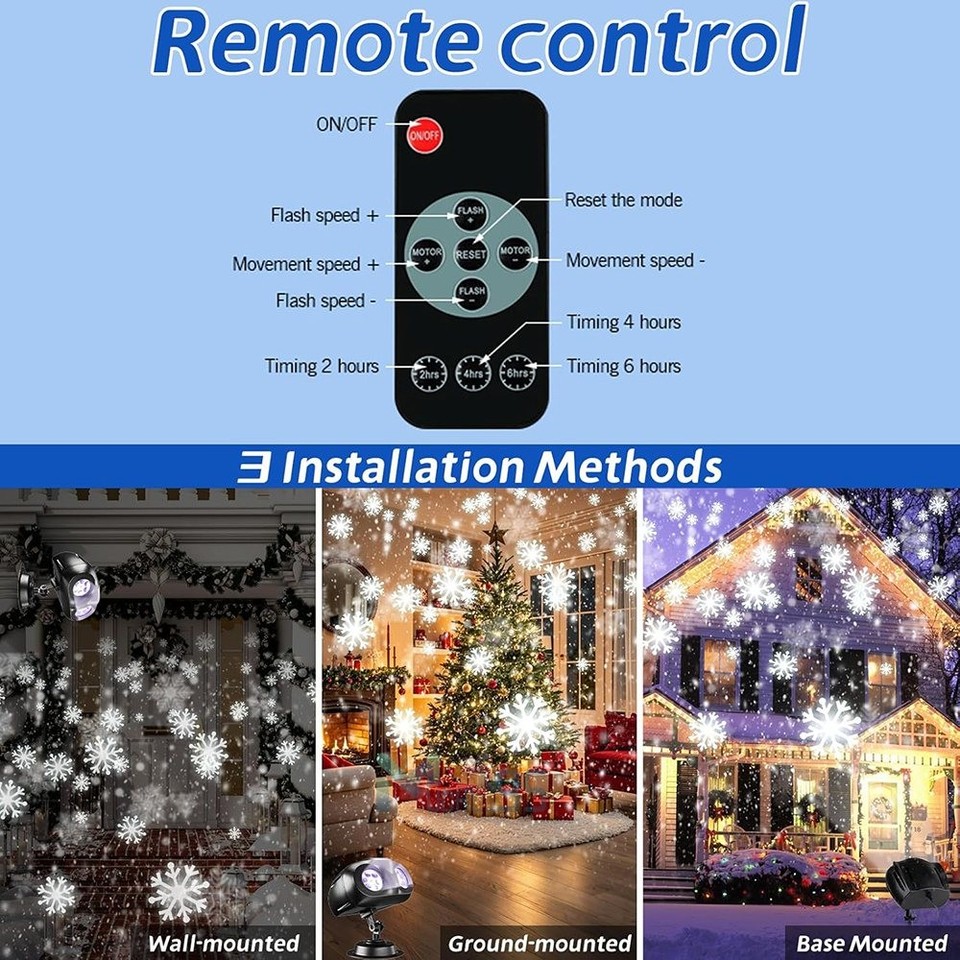 Christmas LED Projector Light Moving Snowfall Outdoor Landscape Stage ...