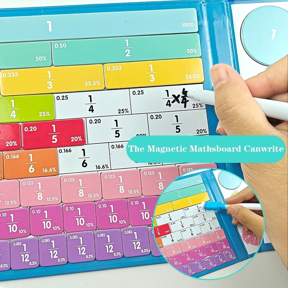 Montessori Magnetic Book Fraction Puzzle for Children, Magnetic ...