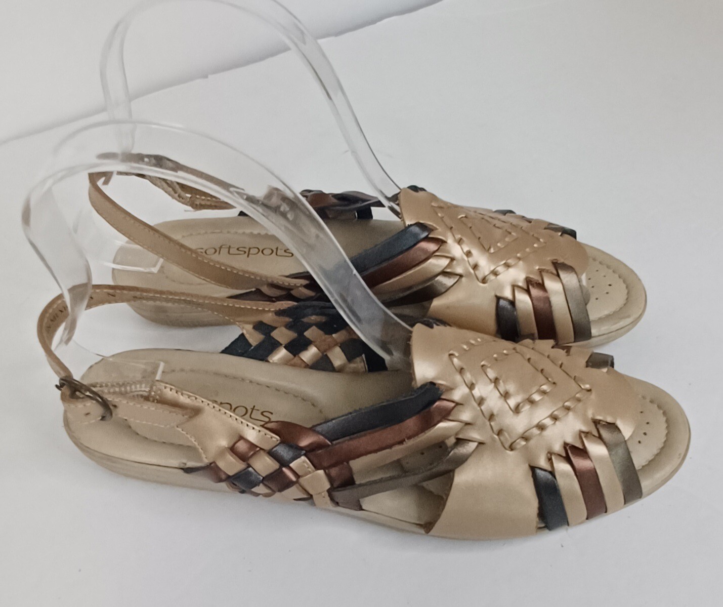 Softspots Womens 8 N Leather Slingback Huarache Comfort Sandals Shoes ...