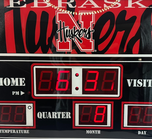 Nebraska Cornhuskers Scoreboard Clock Temp Date Wall Mountable 19"x14 ...