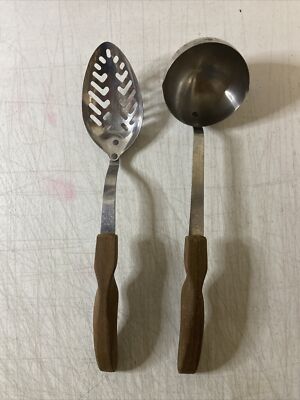 Vintage Cutco Utensils Lot of 2 pcs # 13 15 Wood Handles Slotted Spoon ...