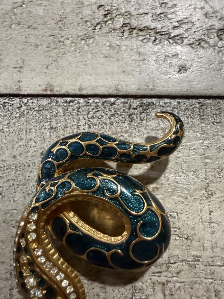 Joan Rivers Green Snake Brooch Pin - Enamel Body Crystal Eyes. Needs ...