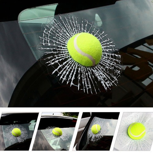 1 Ps Car 3D Simulatio Tennis Ball Decal Broken Window Sticker Body ...