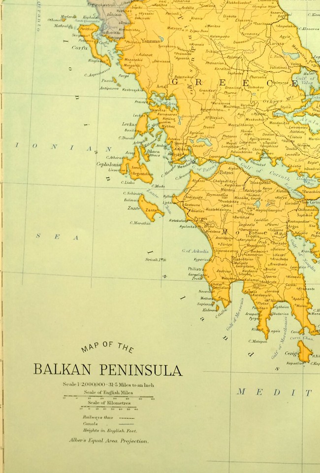 1922 MAP SOUTHERN BALKAN PENINSULA GREECE MOREA ATHENS EUBOEA CRETE ...