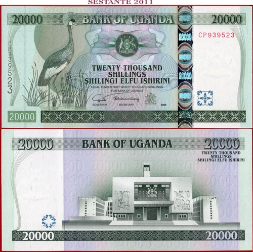 UGANDA 20.000 20000 SHILLINGS 2005 P 46b AU/UNC free shipping from 100 ...