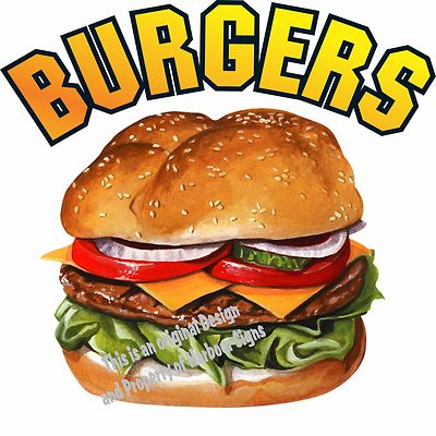 Burgers DECAL Hamburgers Food Sign Restaurant Concession (Choose Your ...