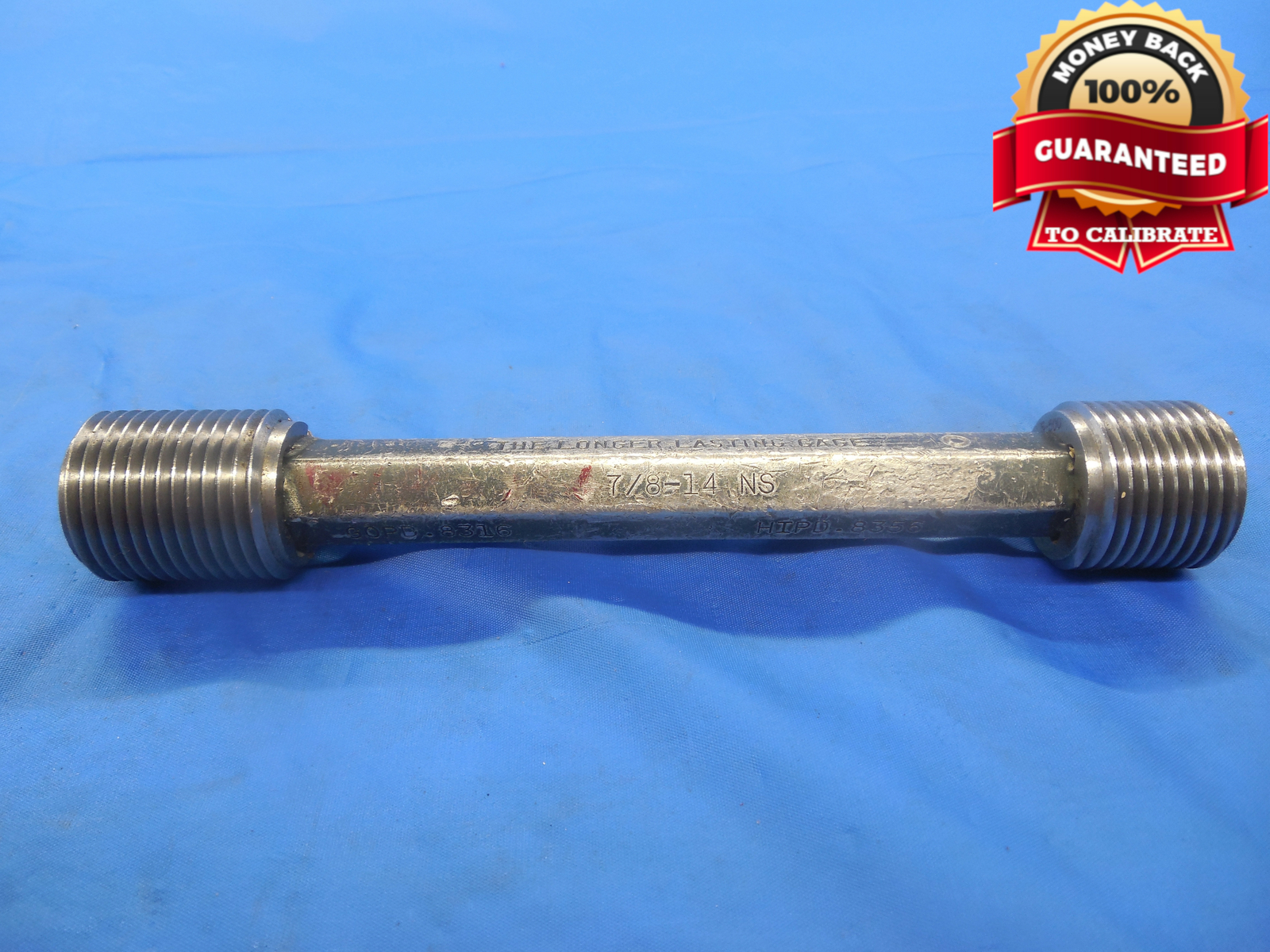 7/8 14 NS THREAD PLUG GAGE .875 GO NO GO P.D.'S = .8316 & .8356 UNS 7/8 ...