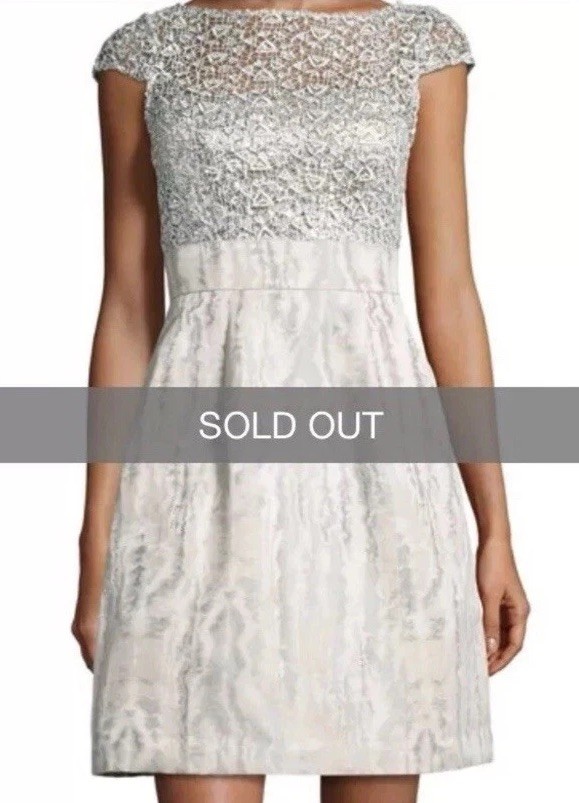 Kay Unger Lace Moir Women’s Cocktail Dress Sequins Silver size 4 $480 ...