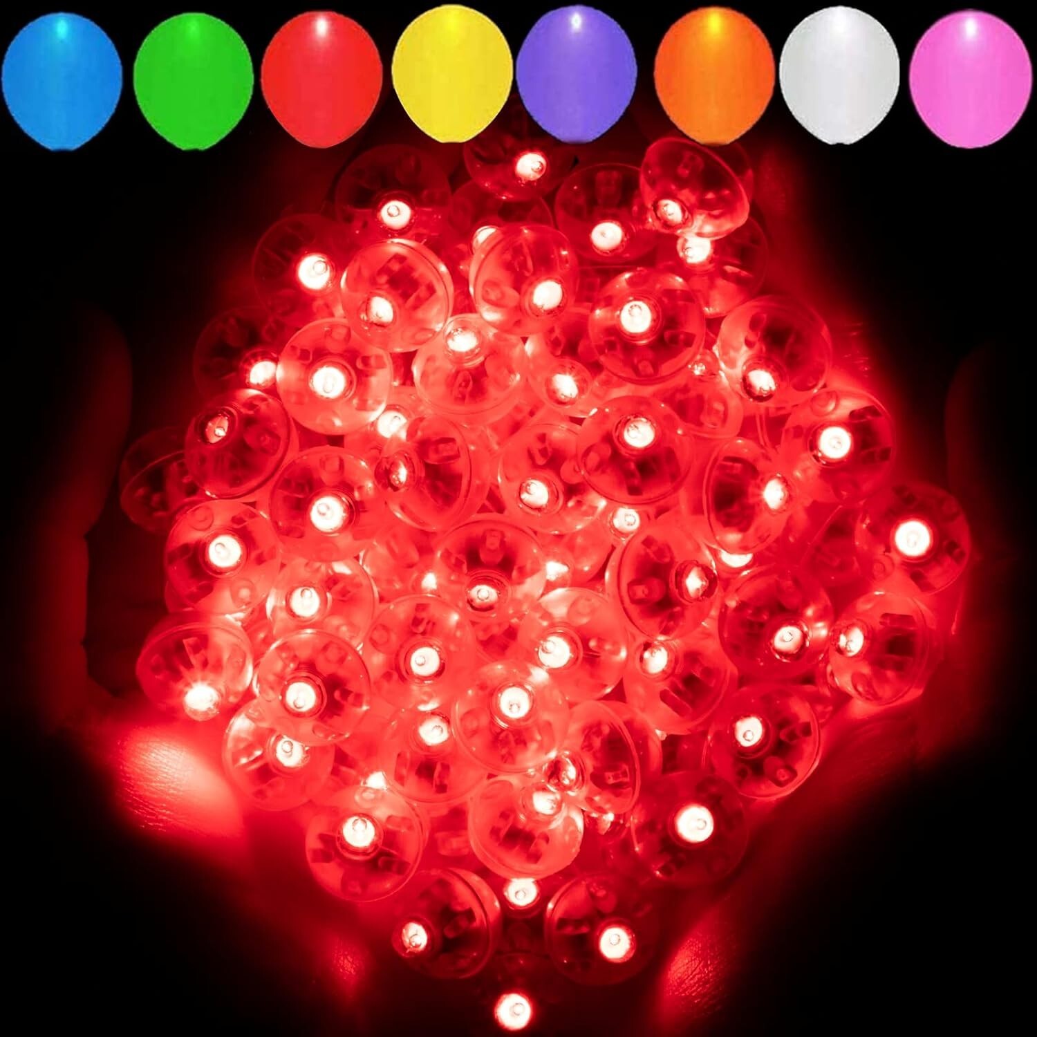50 Pack Red LED Mini Ball Lamp Balloon Light For Birthday Christmas ...