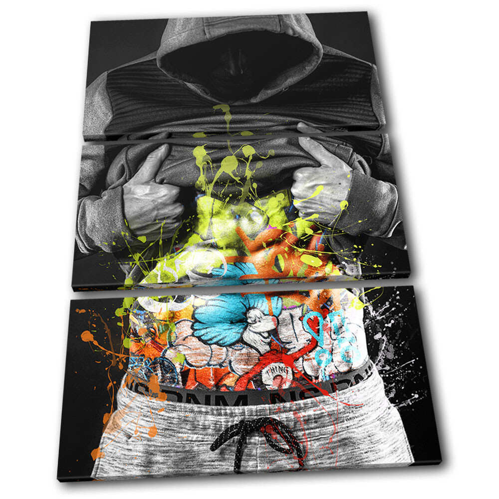 Urban Grunge Gym Fitness Graffiti TREBLE CANVAS WALL ART Picture Print ...