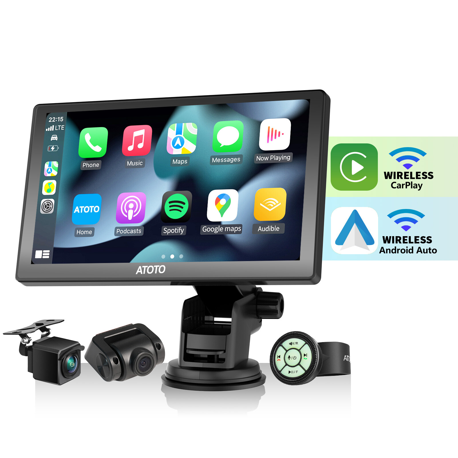 ATOTO P8 7IN Double Din Car Stereo Portable Wireless CarPlay Android ...