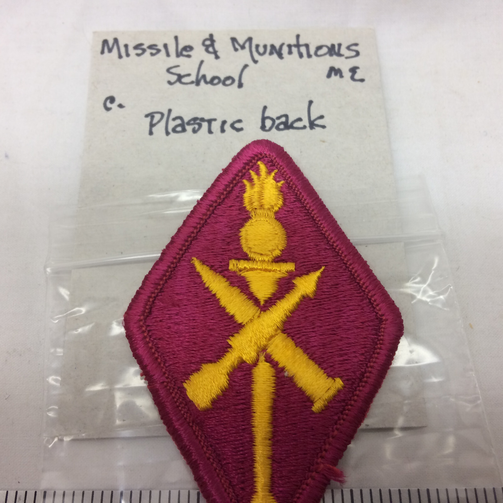 Vintage Military Patch Army Missile Munitions School Plastic Back Red ...