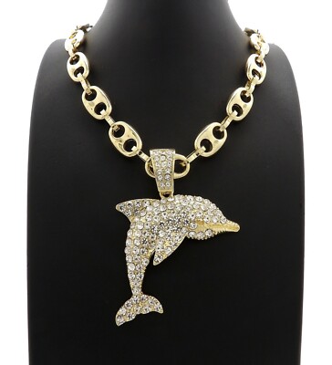 Hip Hop Iced YOUNG DOLPH Dolphin Pendant & 20" 24" 30" Marina Chain ...