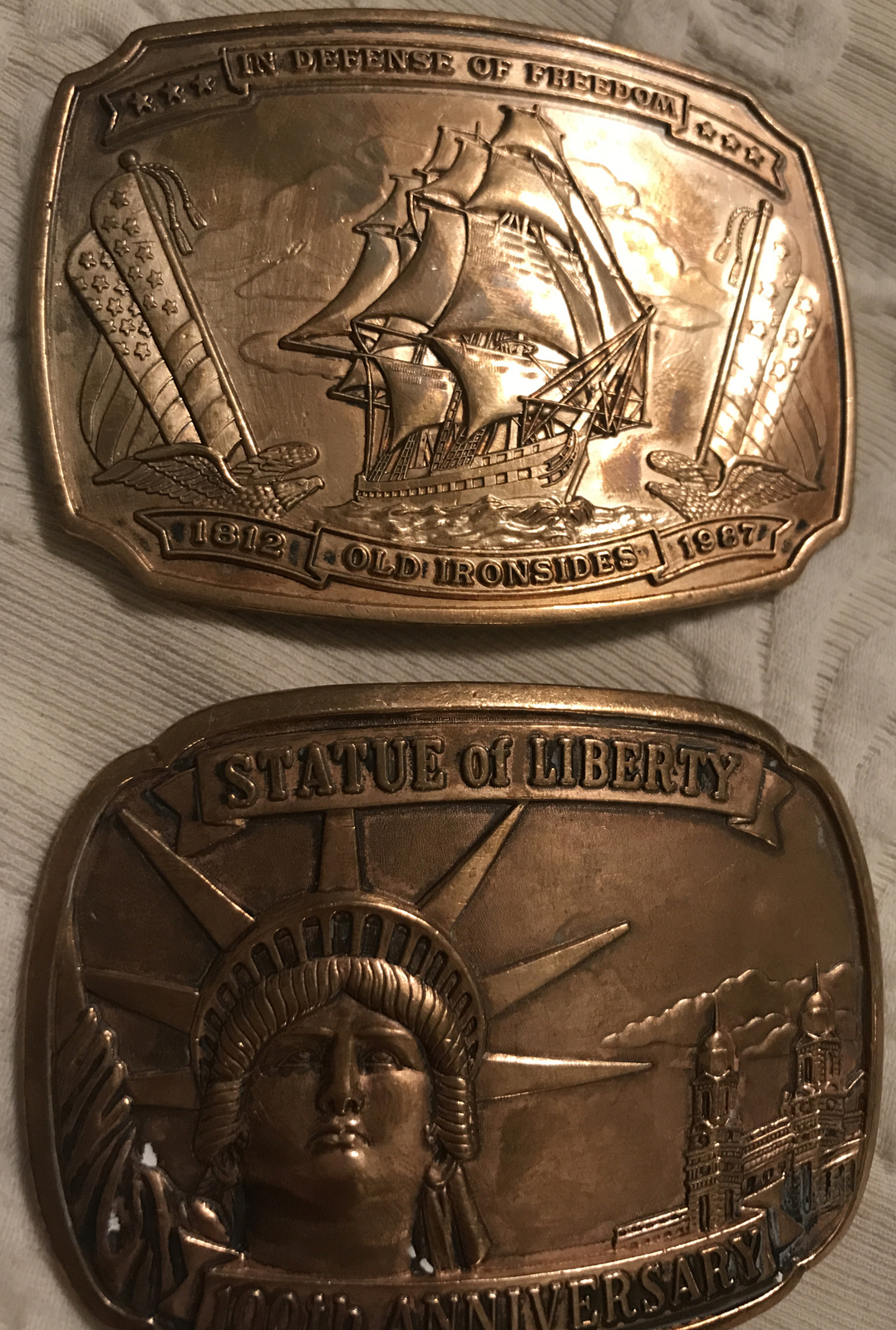 Vintage HPM bronze commemorative belt buckles (2) - Gem