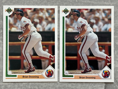 (2) 1991 Upper Deck BRIAN DOWNING "No Position" Error & Corrected Cards ...