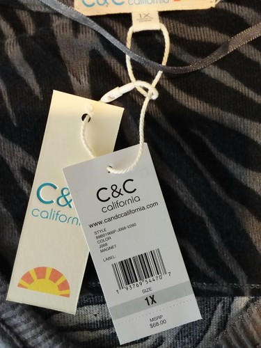 NWT C&C California Sweater Sz 1X Ultra Soft Zebra Print V Neck Pullover ...