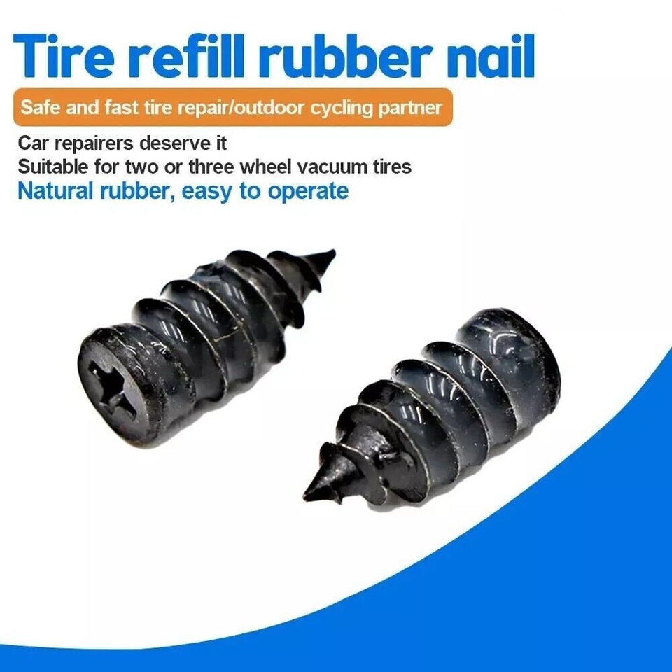 10Pcs Tire Repair Screw in Rubber Plug Nail Car Tyre Puncture Kit Off ...