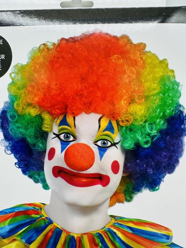 New Jumbo Clown Wig Rainbow Fancy Dress Up Halloween Adult Costume ...