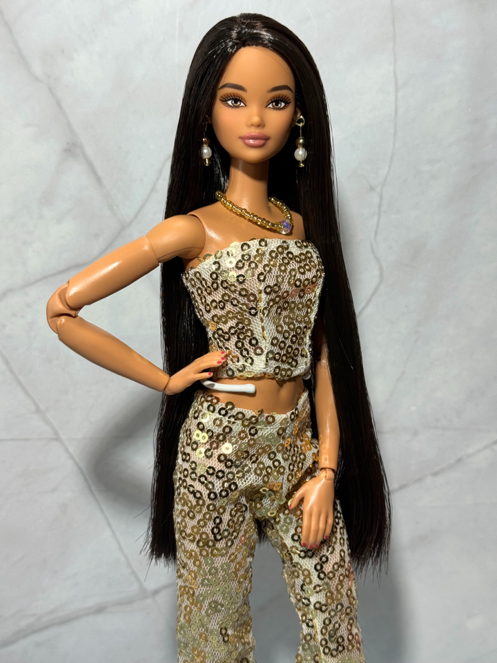 OOAK Custom Reroot Barbie doll, Long Dark Hair, Made to Move, Juan ...