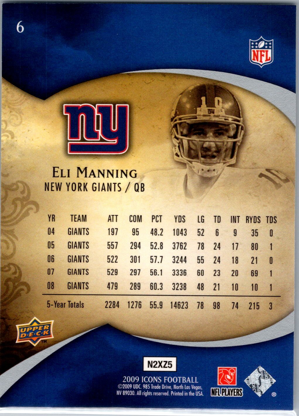 2009 Upper Deck Icons #6 Eli Manning | eBay