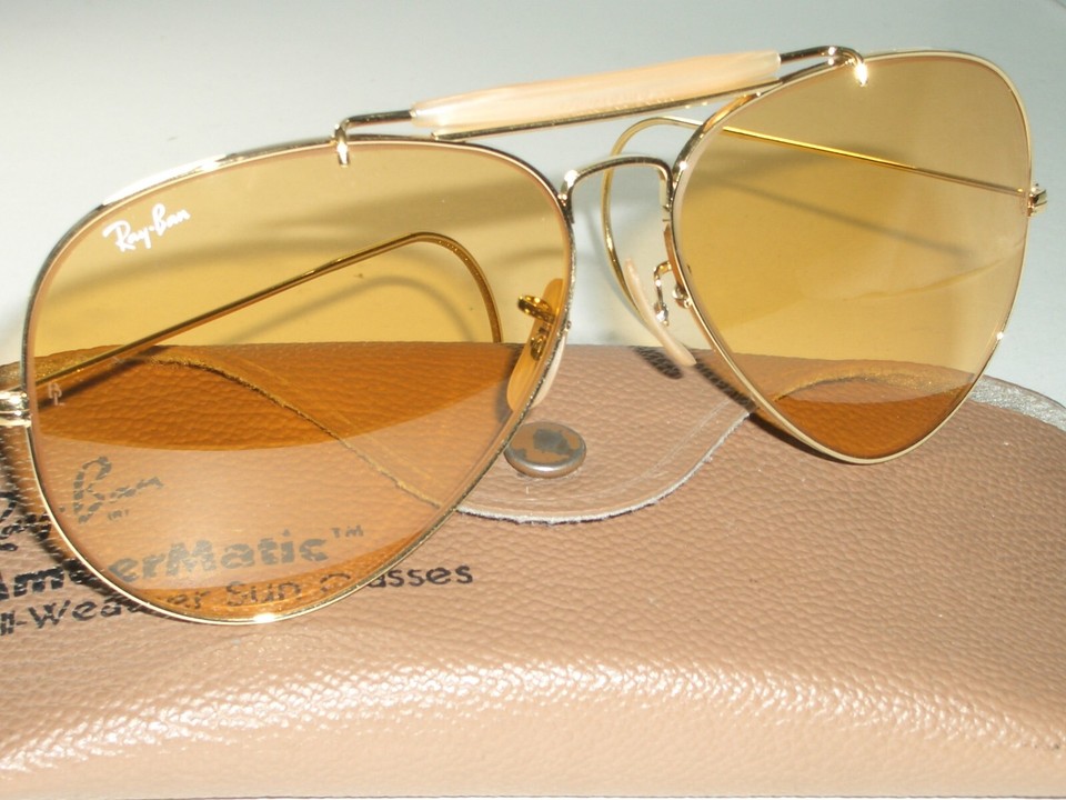 1980's 62MM VINTAGE B&L RAY-BAN GP AMBERMATIC OUTDOORSMAN II AVIATOR ...