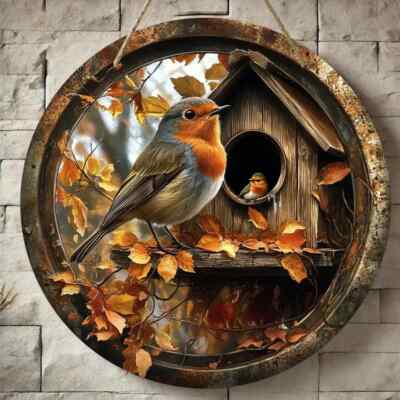 Robin Autumn House Vintage Wooden Sign Decoration Home Decor Christmas ...
