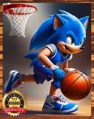 Sonic The Hedgehog - Painting - Basketball Star - Nintendo - Metal Sign ...