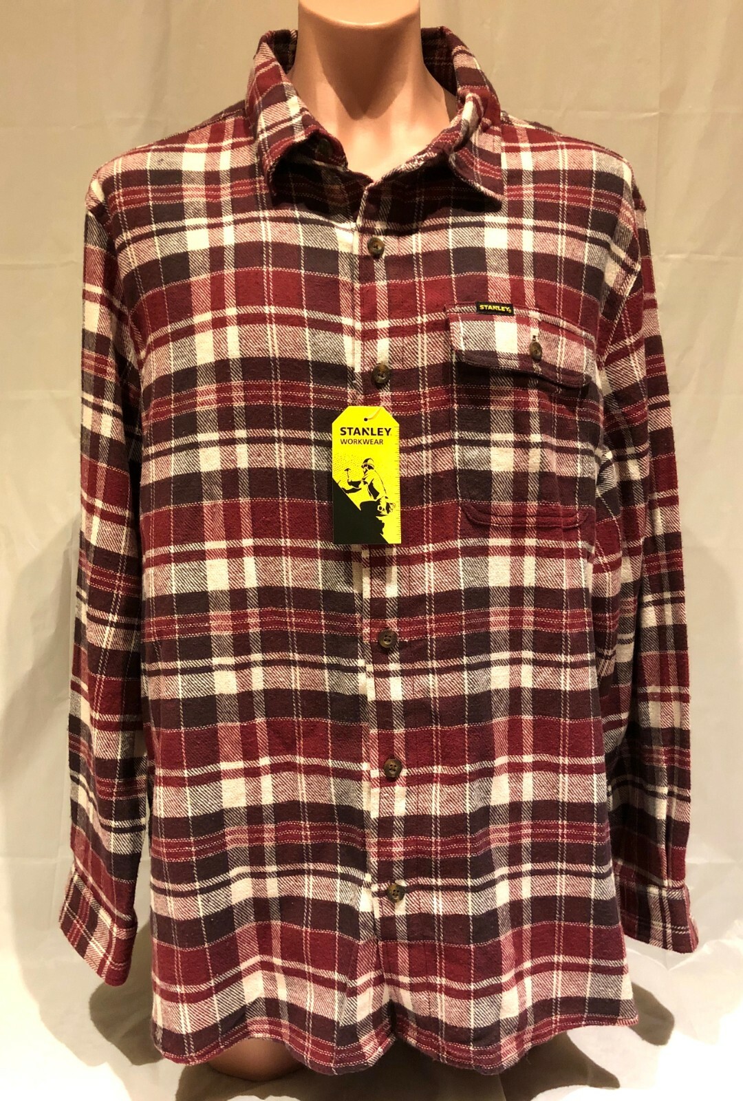 Stanley Workwear Burgundy Flannel Long Sleeve Shirt Mens Size XXL 2 XL ST11118TJ for sale online ...