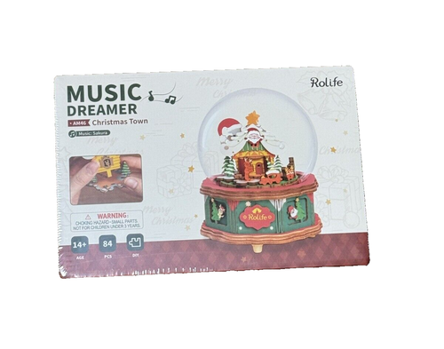 Rolife Christmas Town Music Box DIY 3D 84 piece Craft Kit (AM46) Santa ...