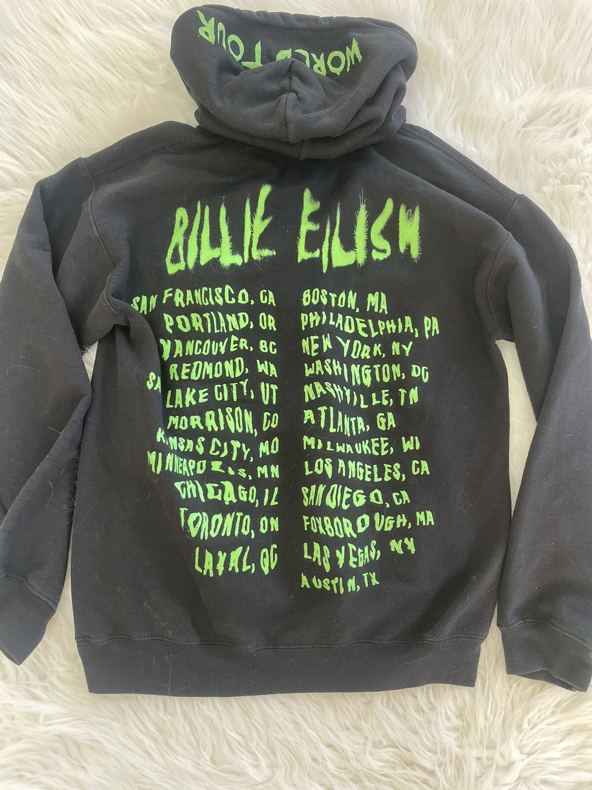 Billie Eilish World Tour Official Merch Black Hoodie … - Gem